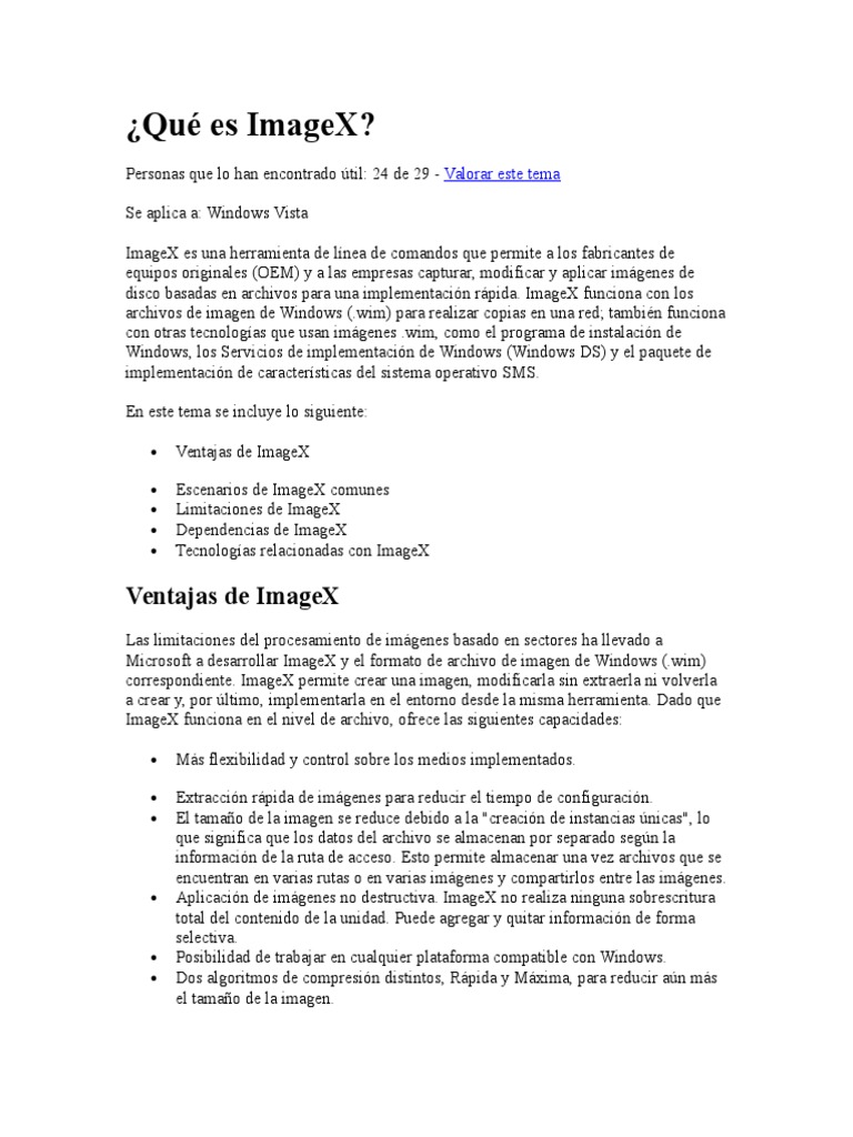 Qué Es ImageX | PDF | Archivo de computadora | Windows Vista