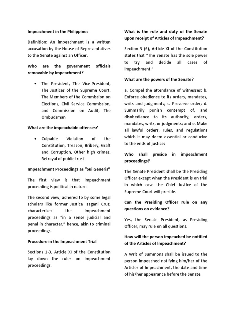 Understanding Impeachment in the Philippines | PDF | Impeachment ...