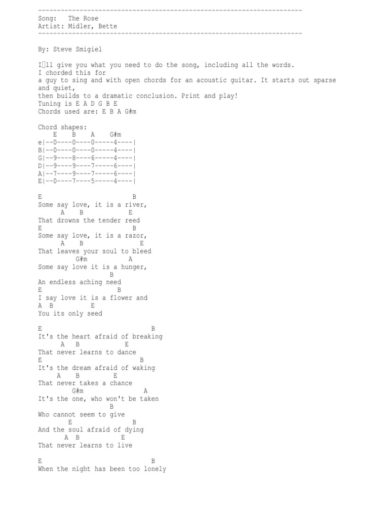 Rose Chords by Bette Midler | PDF