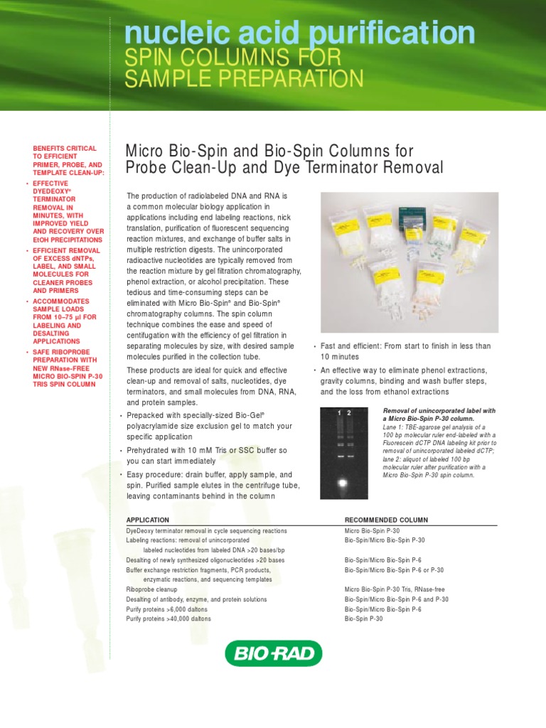 Micro Bio-Spin and Bio-Spin Columns For Probe Clean-Up and Dye ...