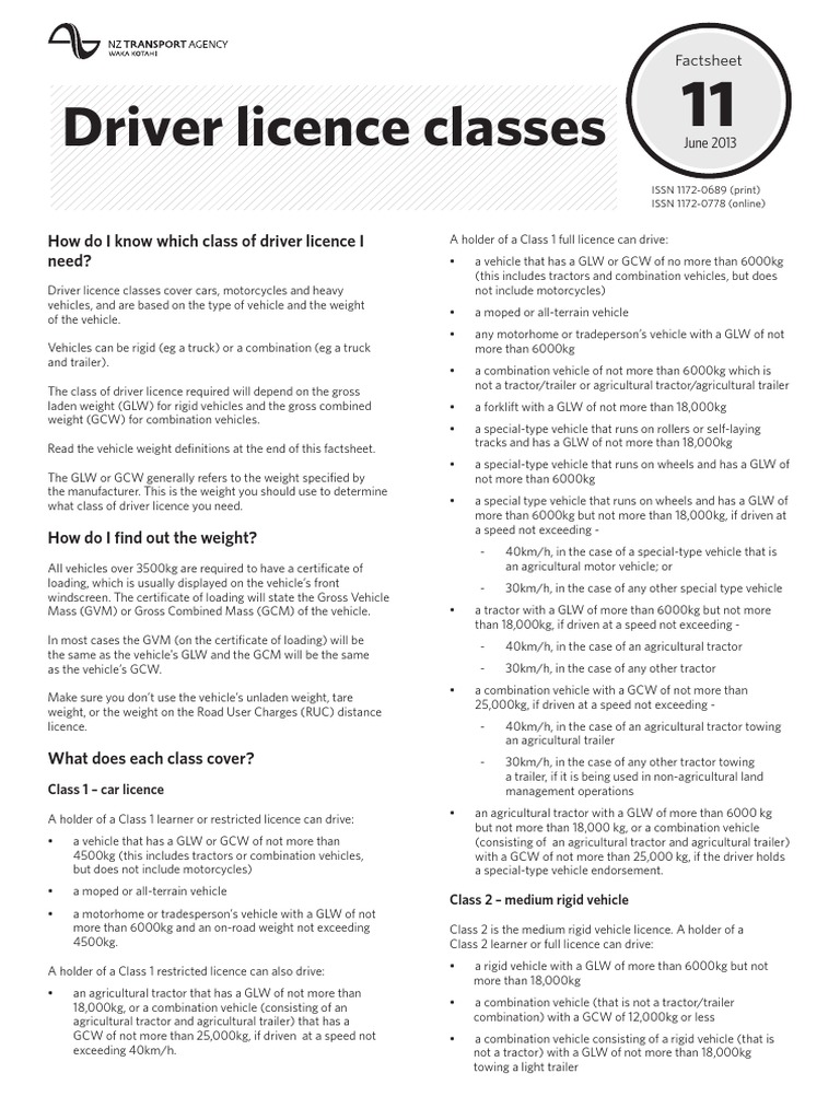 NZ Driver Licence Classes | PDF | Business