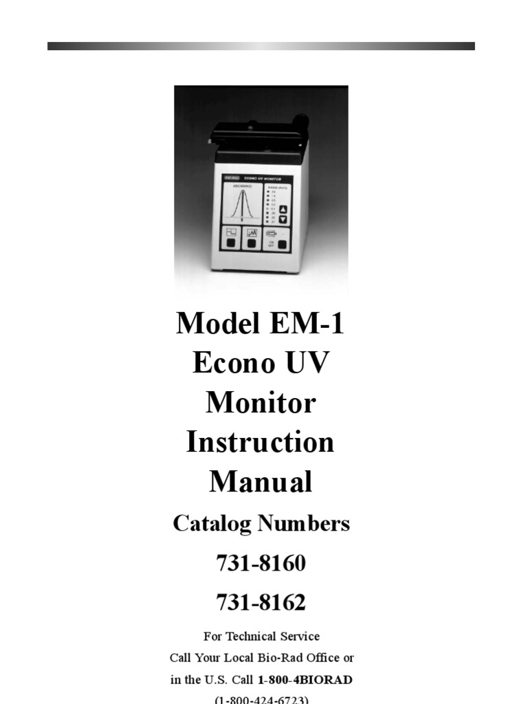 Econo UV Monitor Instruction Manual | Electrical Connector | Ultraviolet