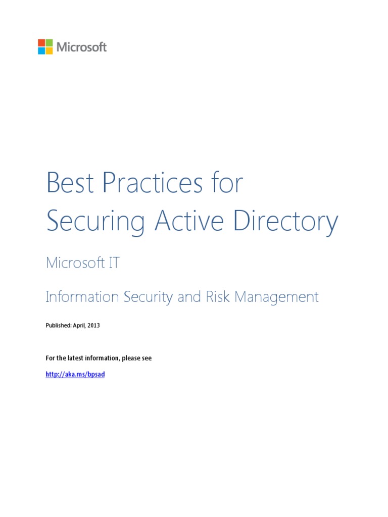 Best Practices For Securing Active Directory | PDF | Active Directory ...