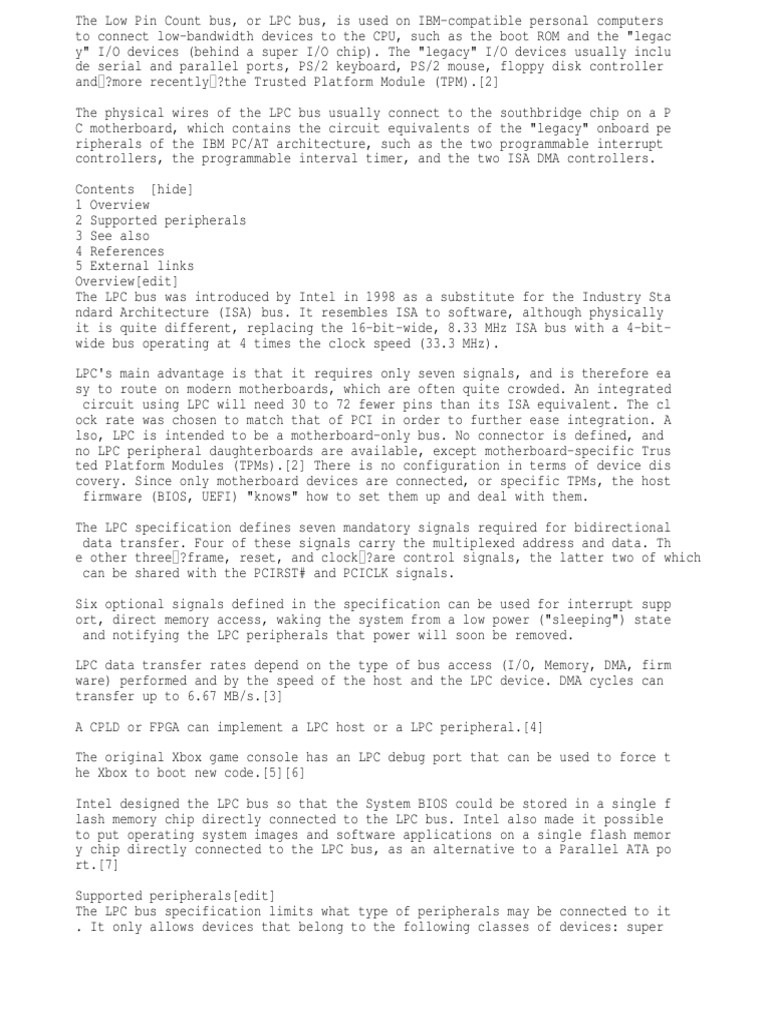 LPC Bus | PDF | Computer Hardware | Areas Of Computer Science