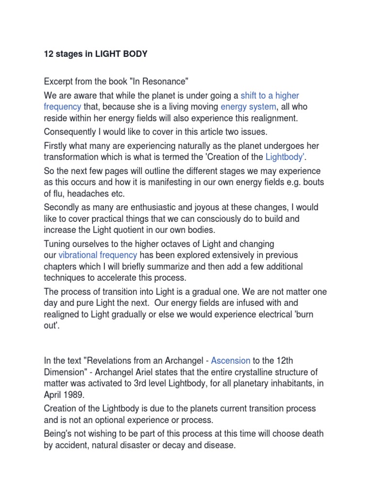 12 Stages of Light Body Activation | PDF | Chakra | Emotions