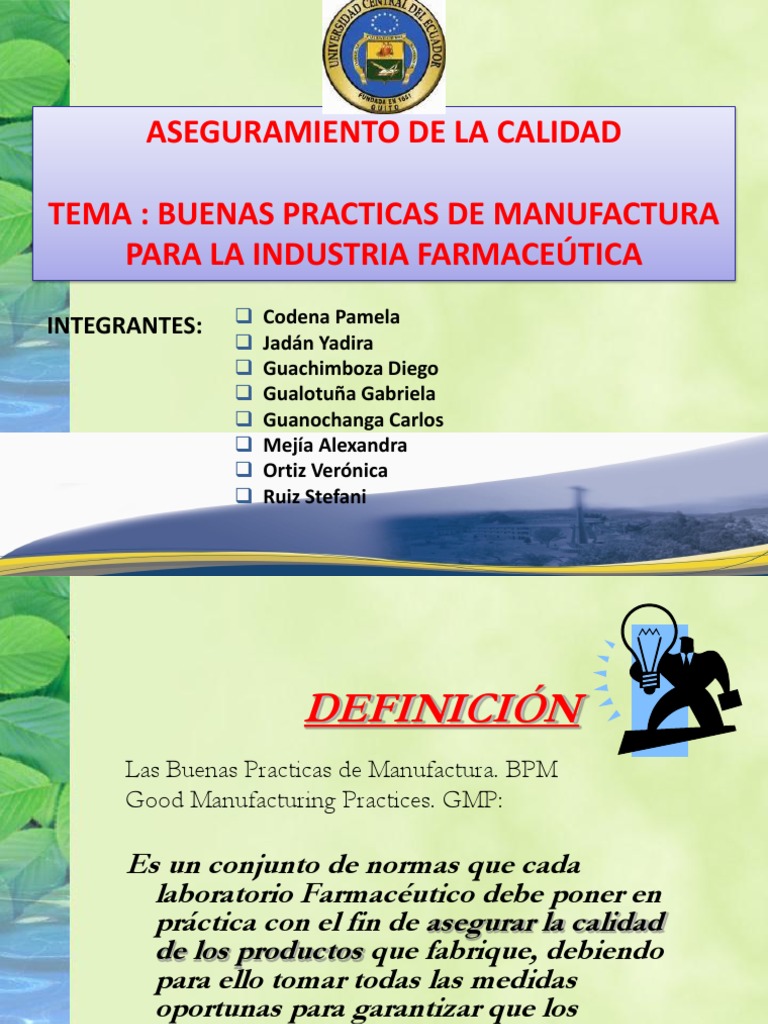 BPM Farmacéuticos | PDF | Esterilización (Microbiología) | Calidad ...