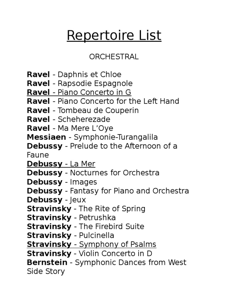 Orchestral Repertoire Overview | PDF