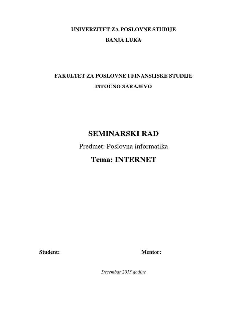 Seminarski Rad - Poslovna Informatika | PDF