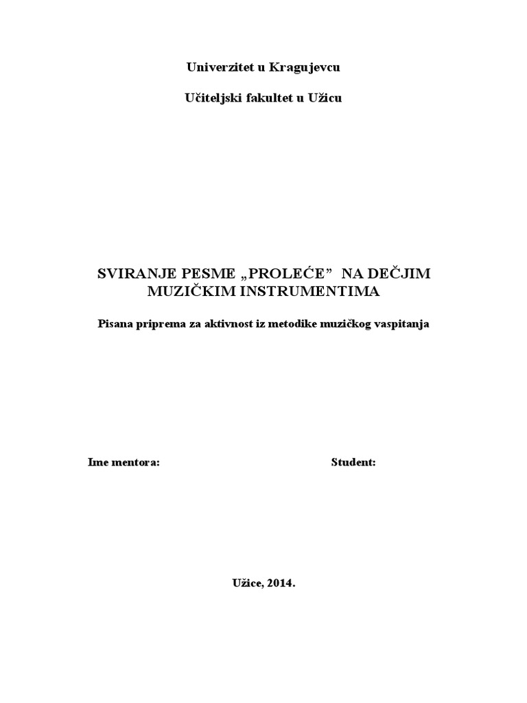 Priprema Iz Muzickog | PDF