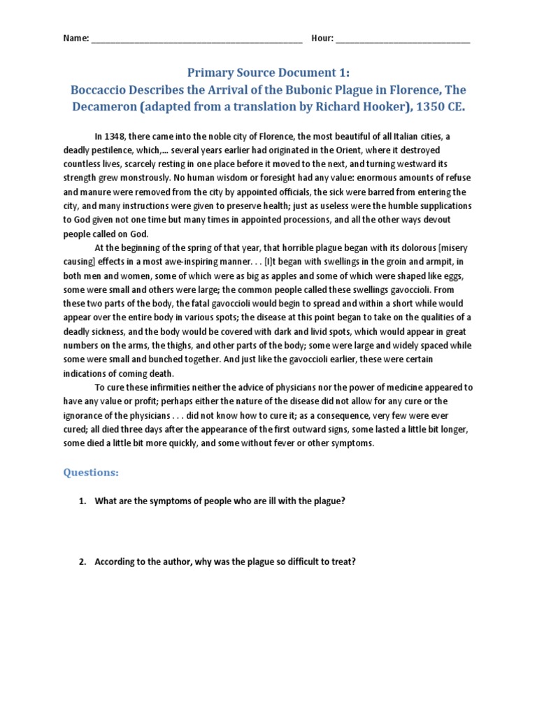 Primary Sources on the Black Death | PDF | Black Death | Medical Humanities