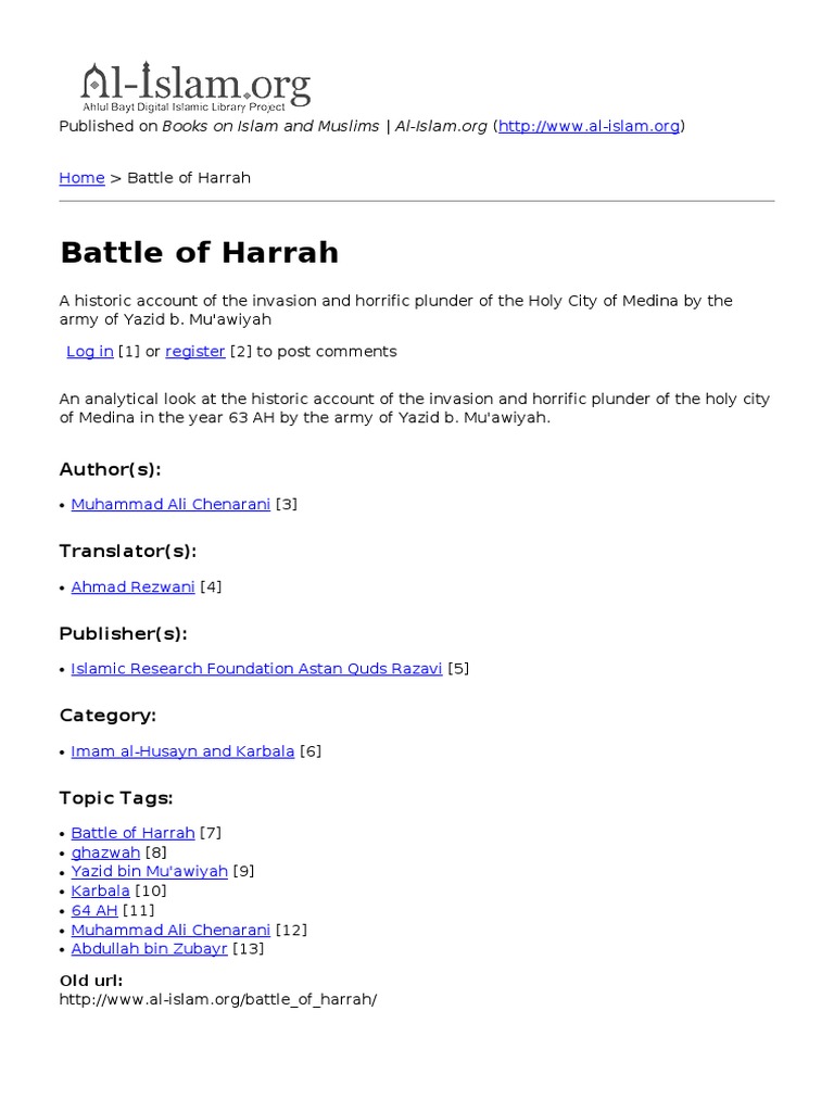 Battle of Harrah: A Tragic Invasion | PDF | Husayn Ibn Ali | Muhammad