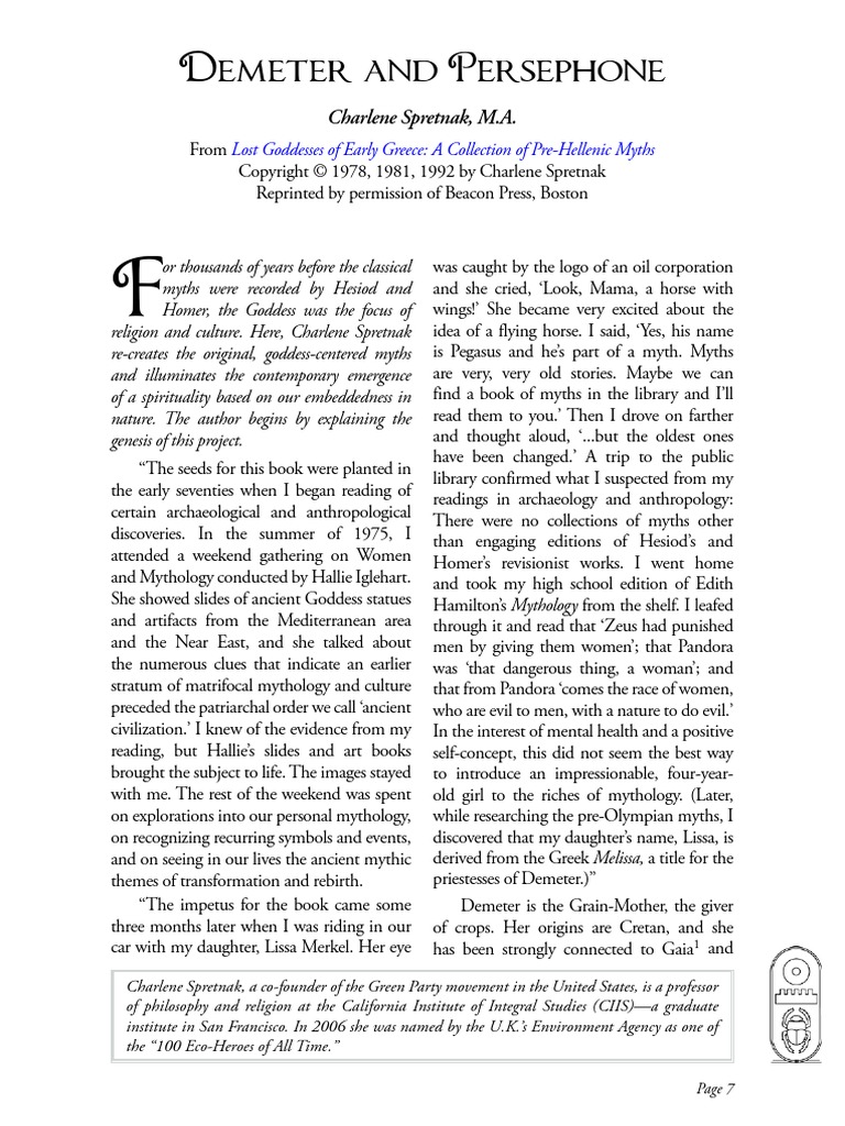 Demeter and Persephone | PDF | Persephone | Hades