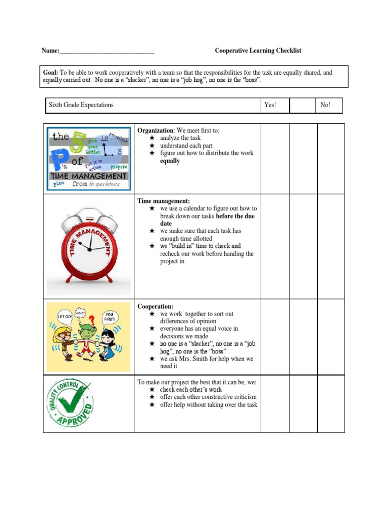 Co OperativeLearningChecklist | PDF