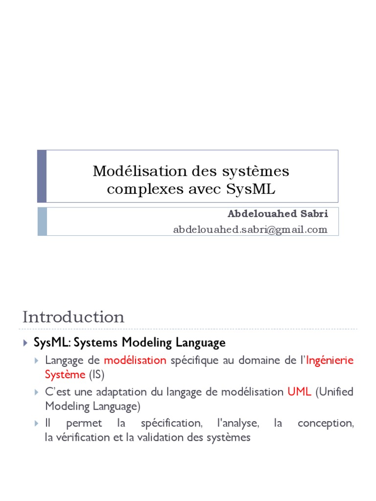 Cours SysML v2 | PDF | Architecture de logiciel | Langage de Modélisation Unifié