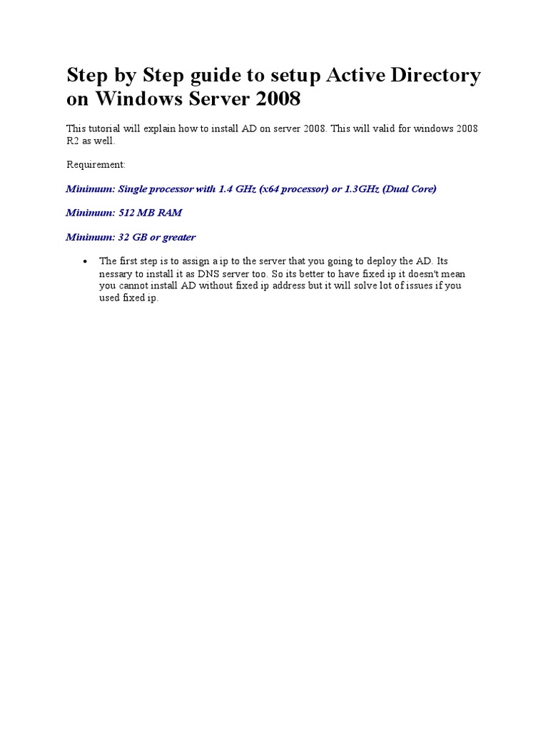 Step by Step Guide To Setup Active Directory On Windows Server 2008 ...