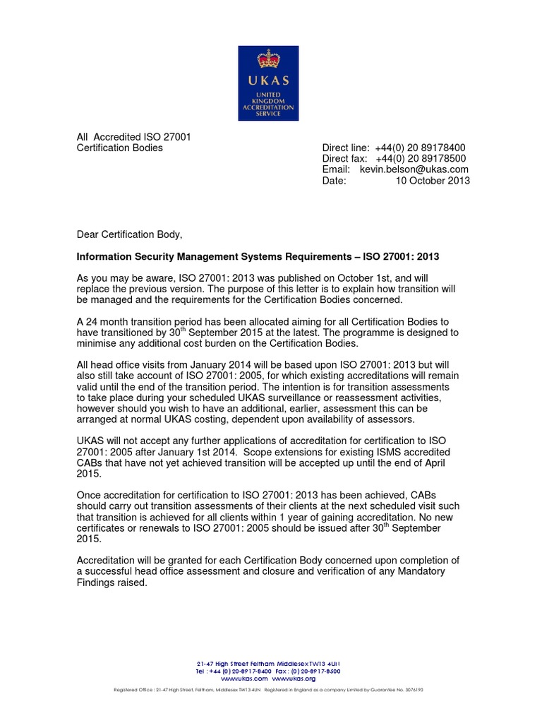 Transition CAB Letter | PDF | Security | Business