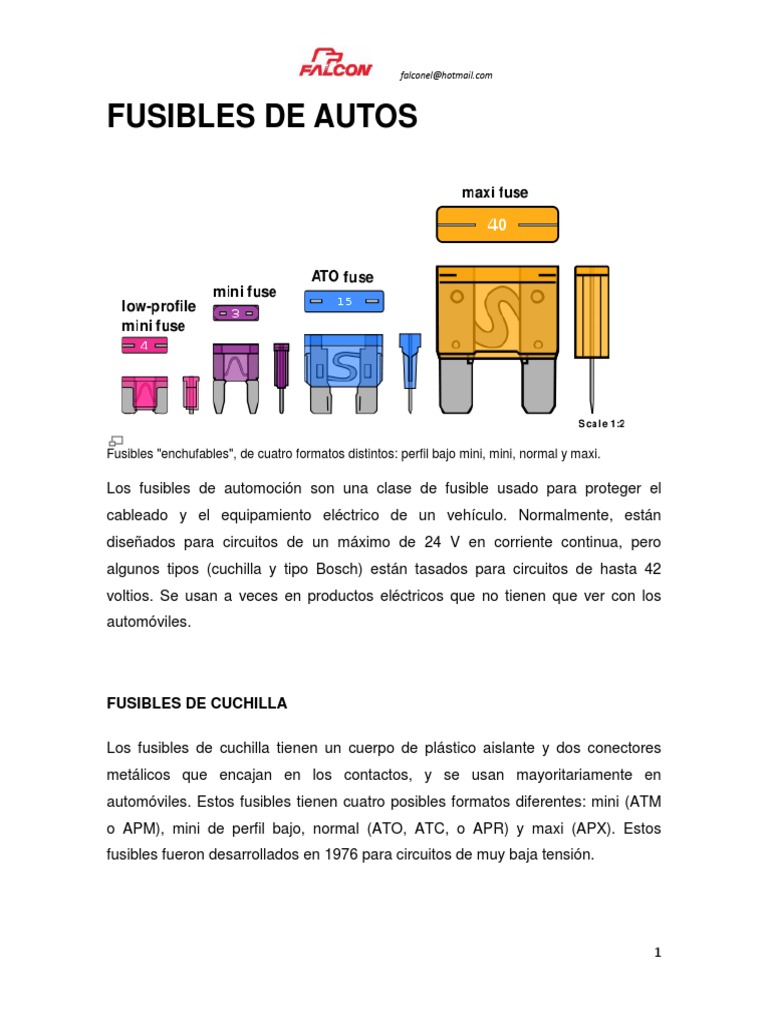 Tipos de Fusibles de Automoción | PDF | Fusible (Eléctrico) | Mini
