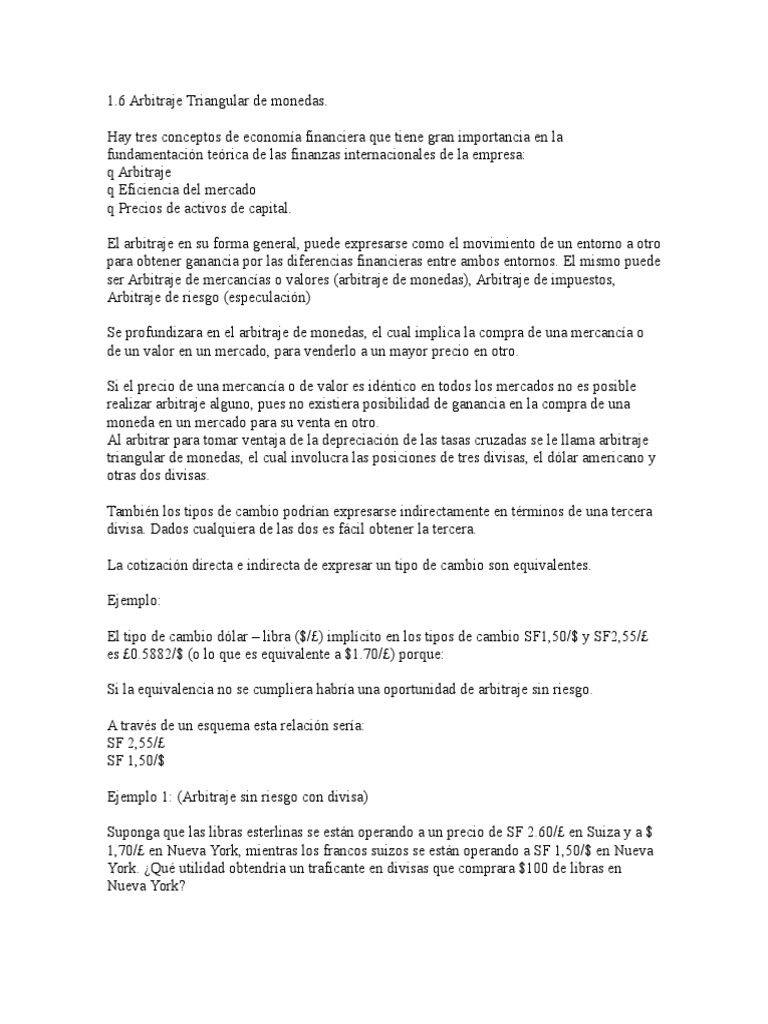 Arbitraje Triangular de Monedas | PDF | Arbitraje | Tipo de cambio