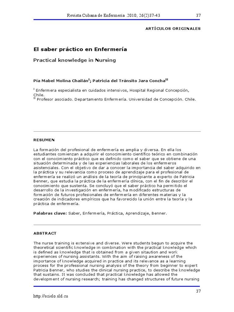 El Saber Practico en Enfermeria | PDF | Enfermería | Aprendizaje