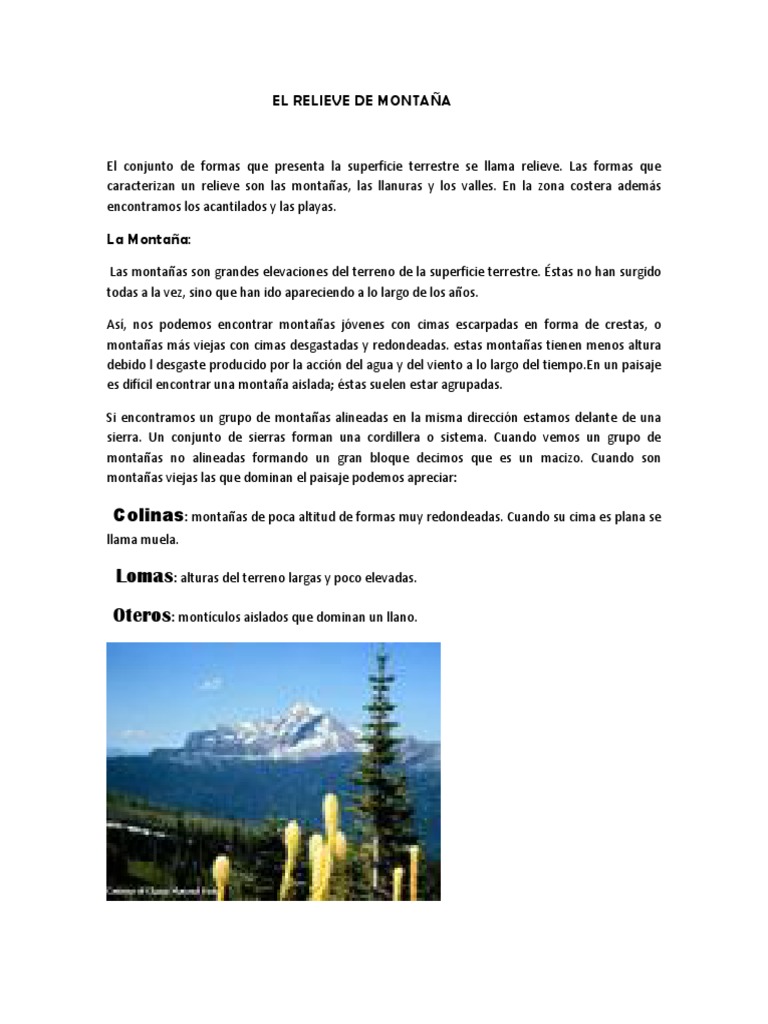 Relieves | PDF | Montañas | Terreno