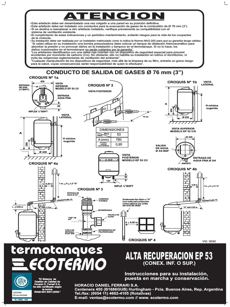 Termotanque Ep 53 C Inf | PDF | Tap (Válvula) | Naturaleza