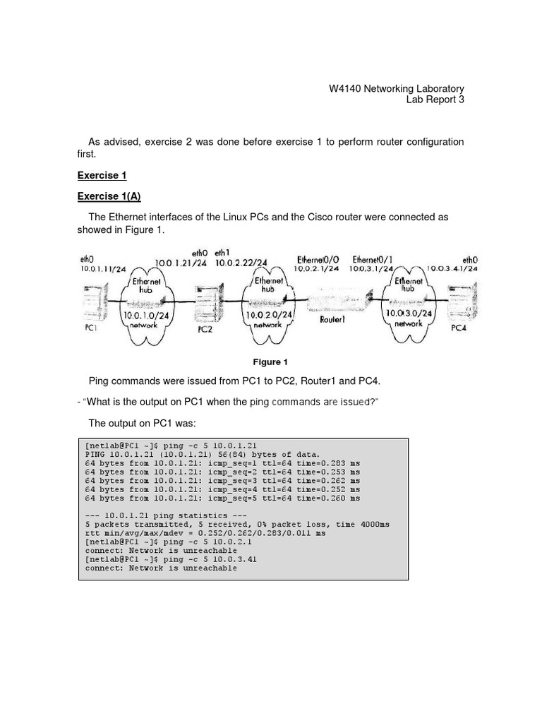 Lab Report - Cisco Router Configuration | PDF | Router (Computing) | Internet Protocols