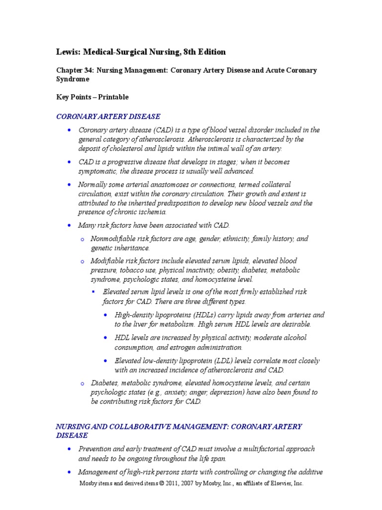 Lewis: Medical-Surgical Nursing, 8th Edition | PDF | Angina Pectoris ...