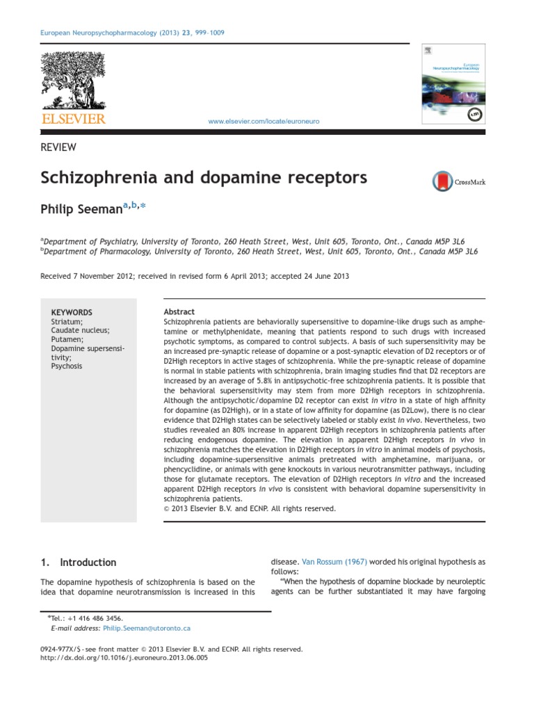 Schizophrenia and Dopamine Receptors | PDF | Psychosis | Dopamine