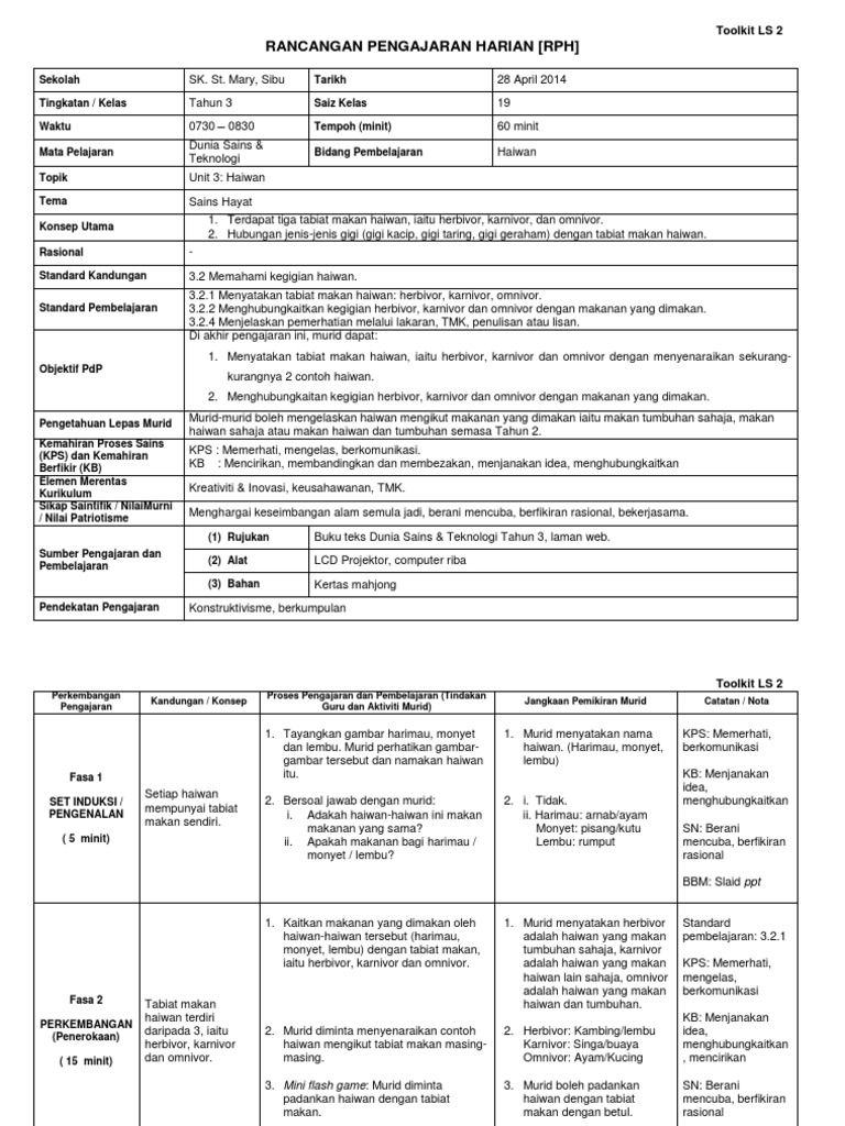 PLC - RPH Sains - Tahun 3 | PDF