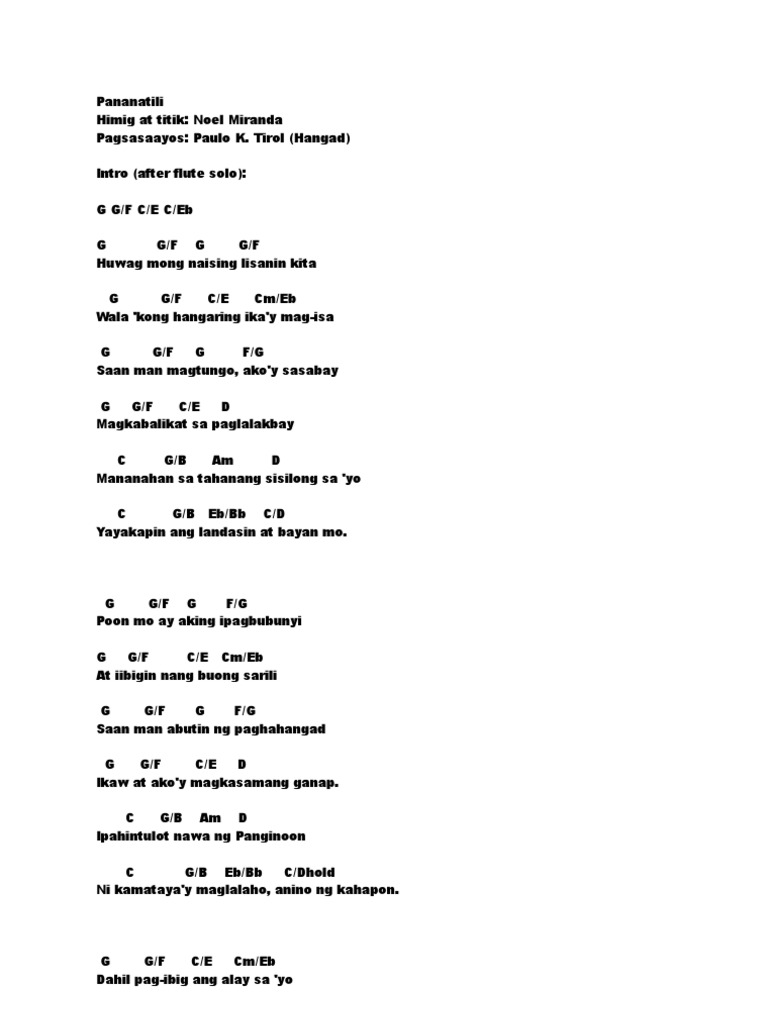 Chords Only - Pananatili | PDF