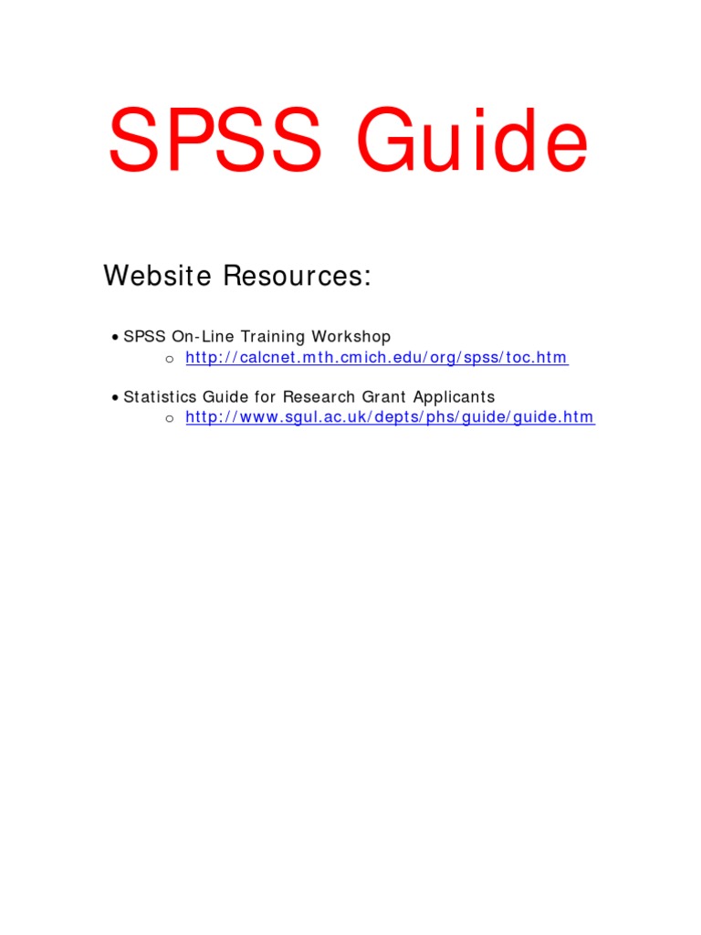 SPSS Guide: Website Resources | PDF | Student's T Test | Correlation ...