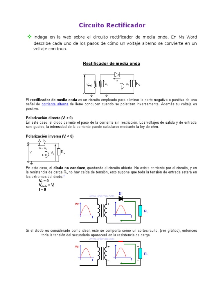 Circuito rectificador | Rectificador | Corriente eléctrica