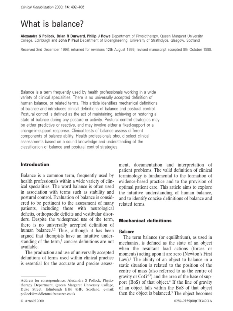 What Is Balance | PDF | Balance (Ability) | Educational Assessment