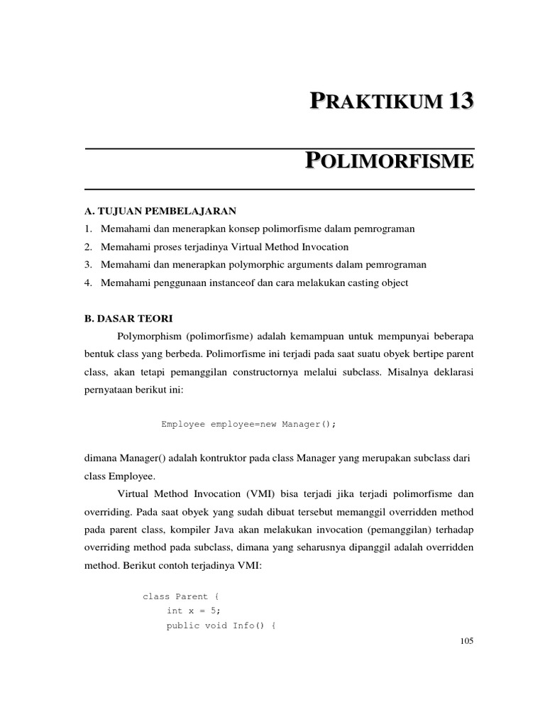 Bab 13. Polimorfisme OK | PDF | Metode & Bahan Ajar | Komputer