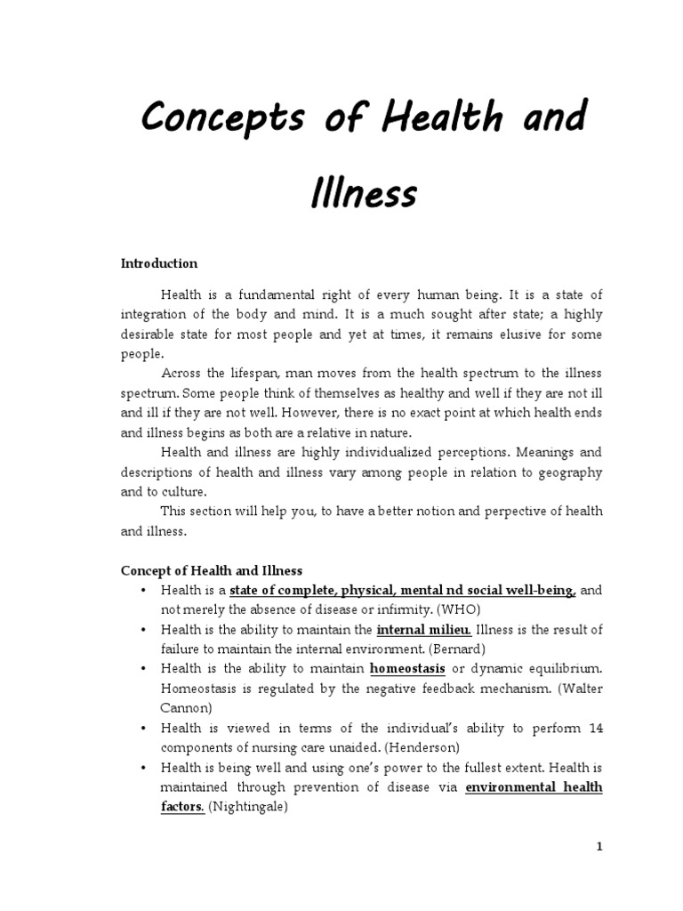Concepts of Health and Illness | PDF | Preventive Healthcare | Clinical ...