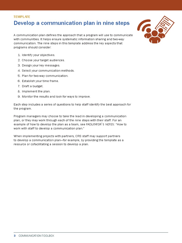 Nine Steps to a Communication Plan | PDF | Communication | Business