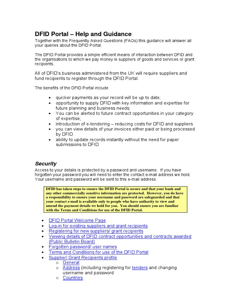 DFID Portal Guidance | PDF | Internet Forum | Login