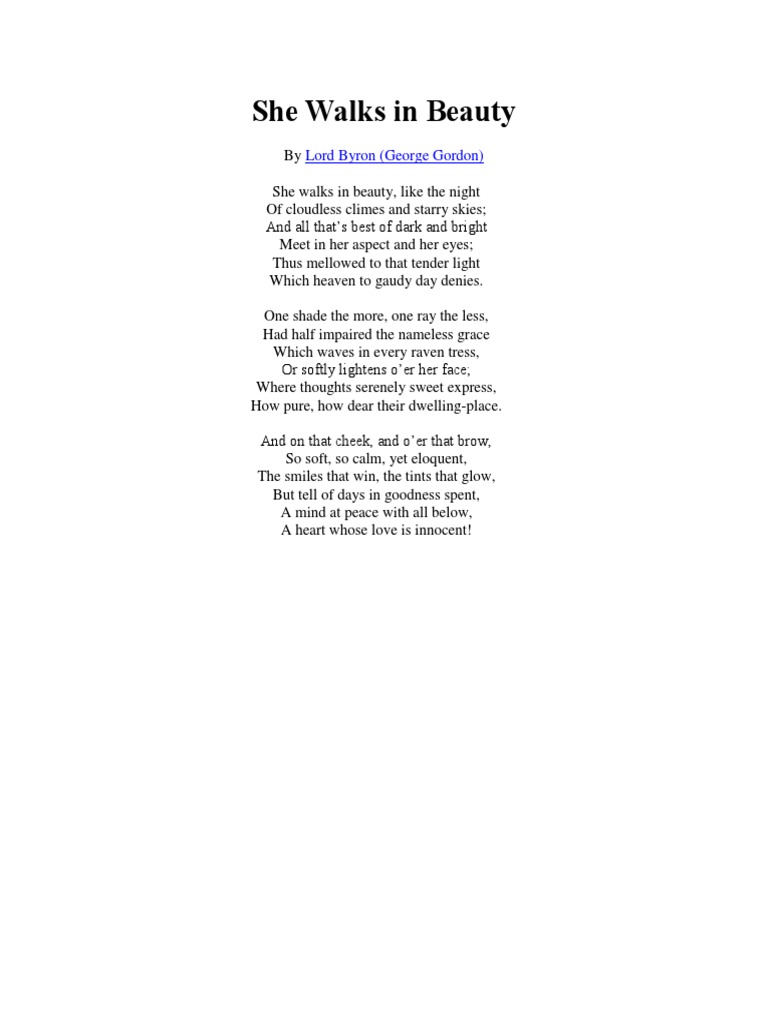She Walks in Beauty: Lord Byron (George Gordon) | PDF | Art