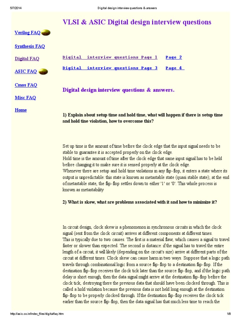 Digital Design Interview Questions & Answers | Download Free PDF ...