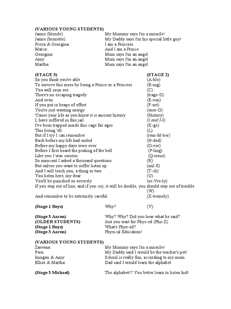 School Song Lyrics From Matilda | PDF