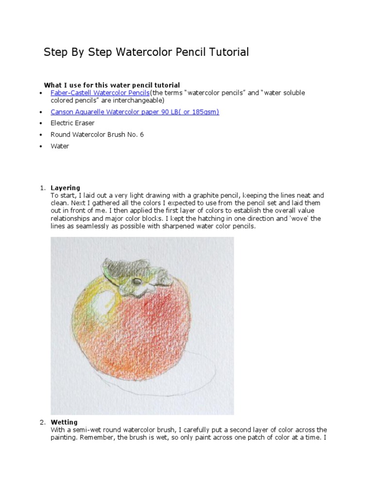 Step by Step Watercolor Pencil Tutorial | PDF