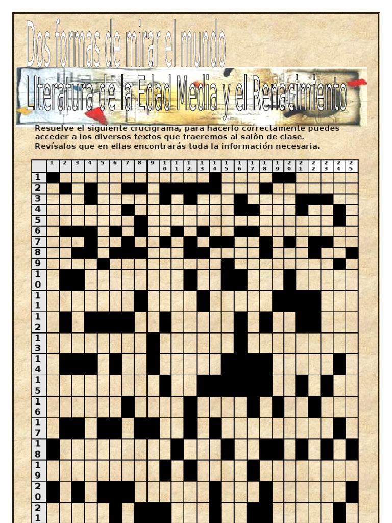 Crucigrama Edad Media | Edades medias | Renacimiento