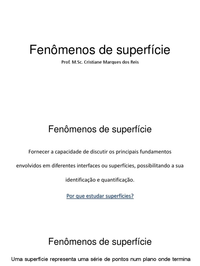Físico-Química II Aula Fenômenos de Superfície I | PDF | Tensão ...