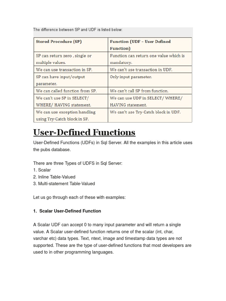 Difference Between SP and UDF Is Listed Below | PDF | Software ...