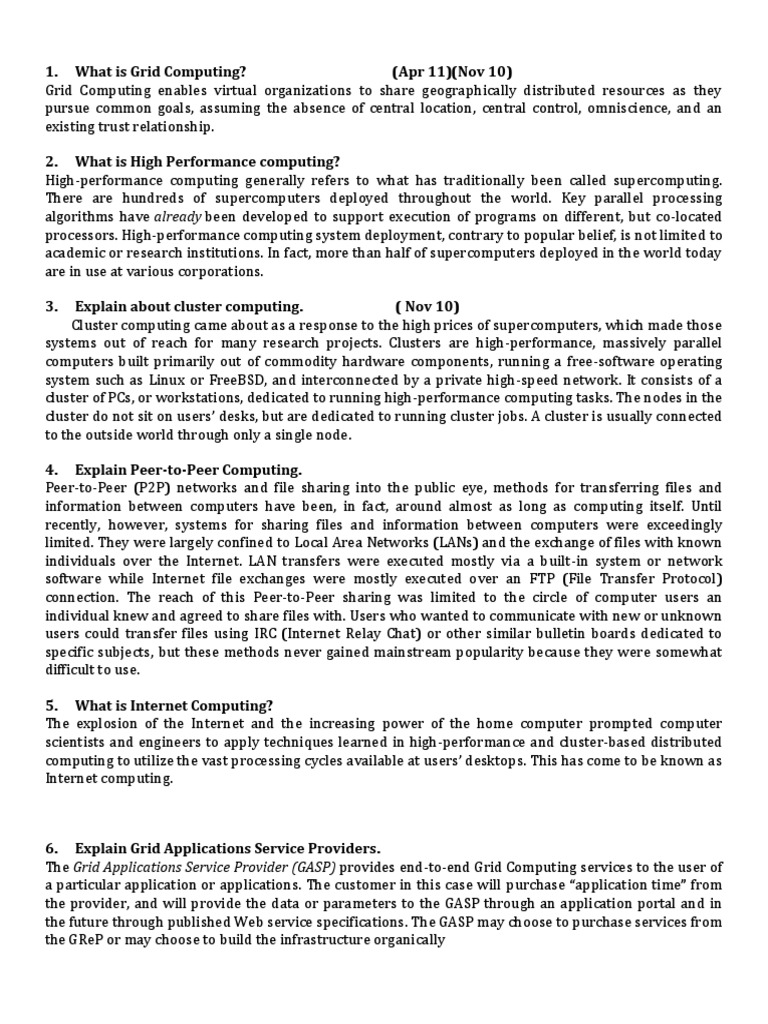 Grid Computing Material | PDF | Grid Computing | Peer To Peer