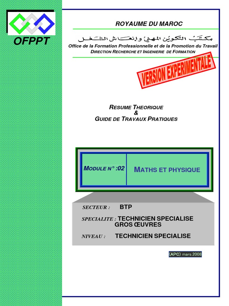 M02 Math Physique BTP TSGO WWW - Ofppt | PDF