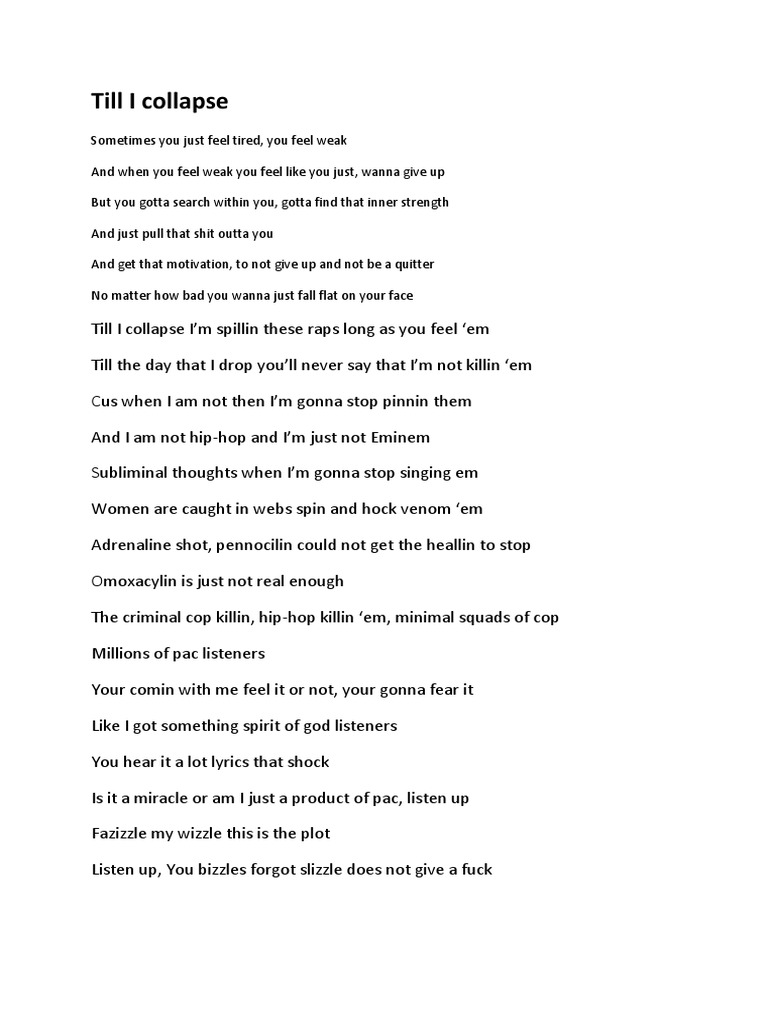 Till I Collapse Lyrics Analysis | PDF | Hip Hop | Recorded Music