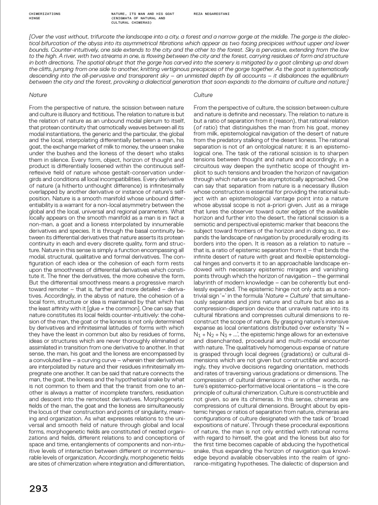 Negarestani, Reza Nature Its Man and His Goat Enigmata of Natural and ...