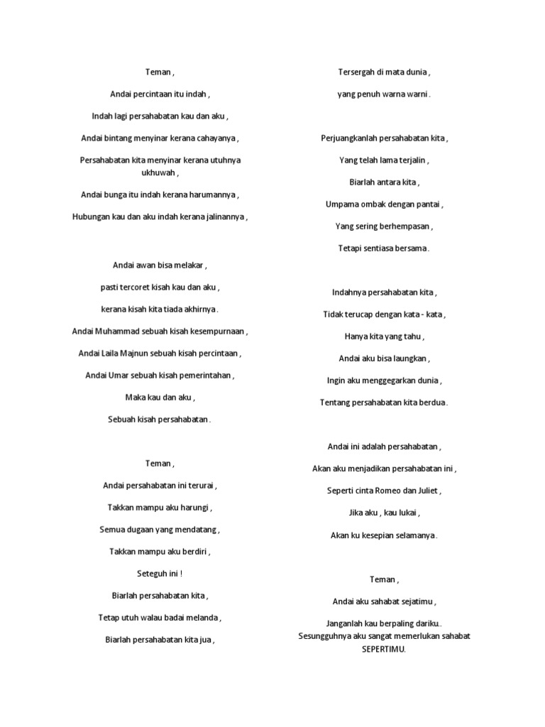 Teman. Puisi. Sajak. Kawan. Sahabat. Temen. Friends. | PDF