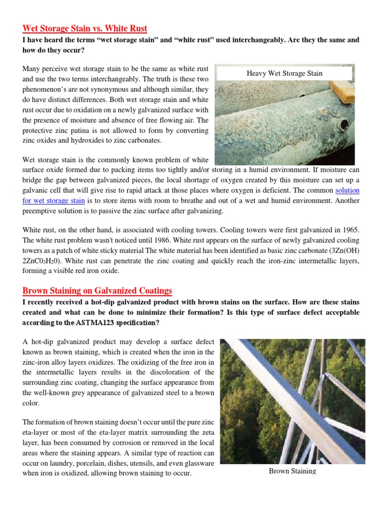 Wet Storage Stain Vs | PDF | Rust | Galvanization